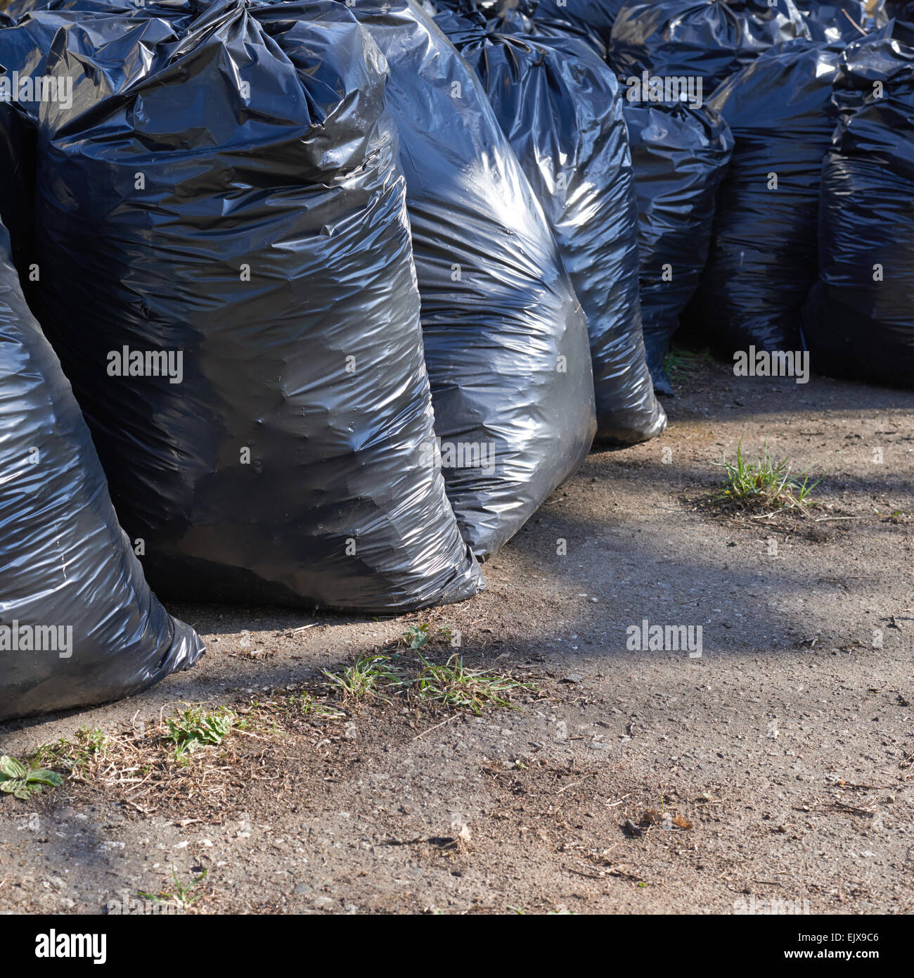 Pile of black garbage bags Stock Photo - Alamy