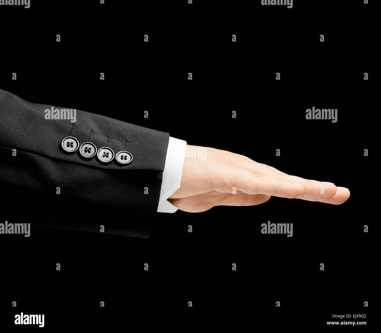 Caucasian male hand in a business suit isolated Stock Photo - Alamy