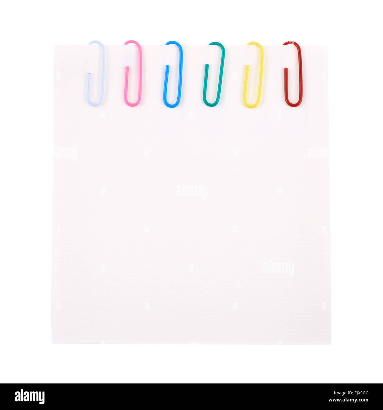 Six paper clips clipped to a paper Stock Photo - Alamy