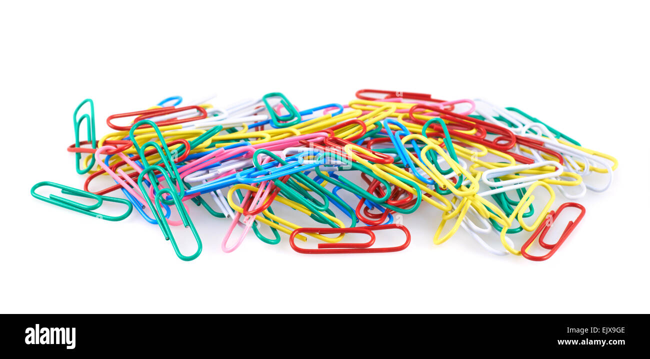 Pile of multiple colorful paper clips Stock Photo - Alamy