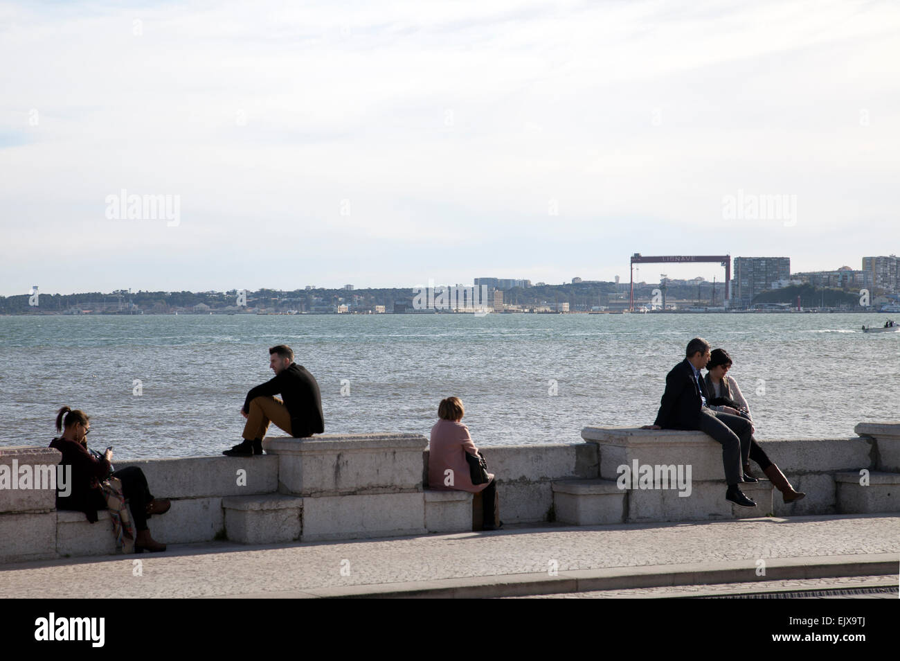 Along Tagus River Promenade in Lisbon - Portugal Stock Photo - Alamy