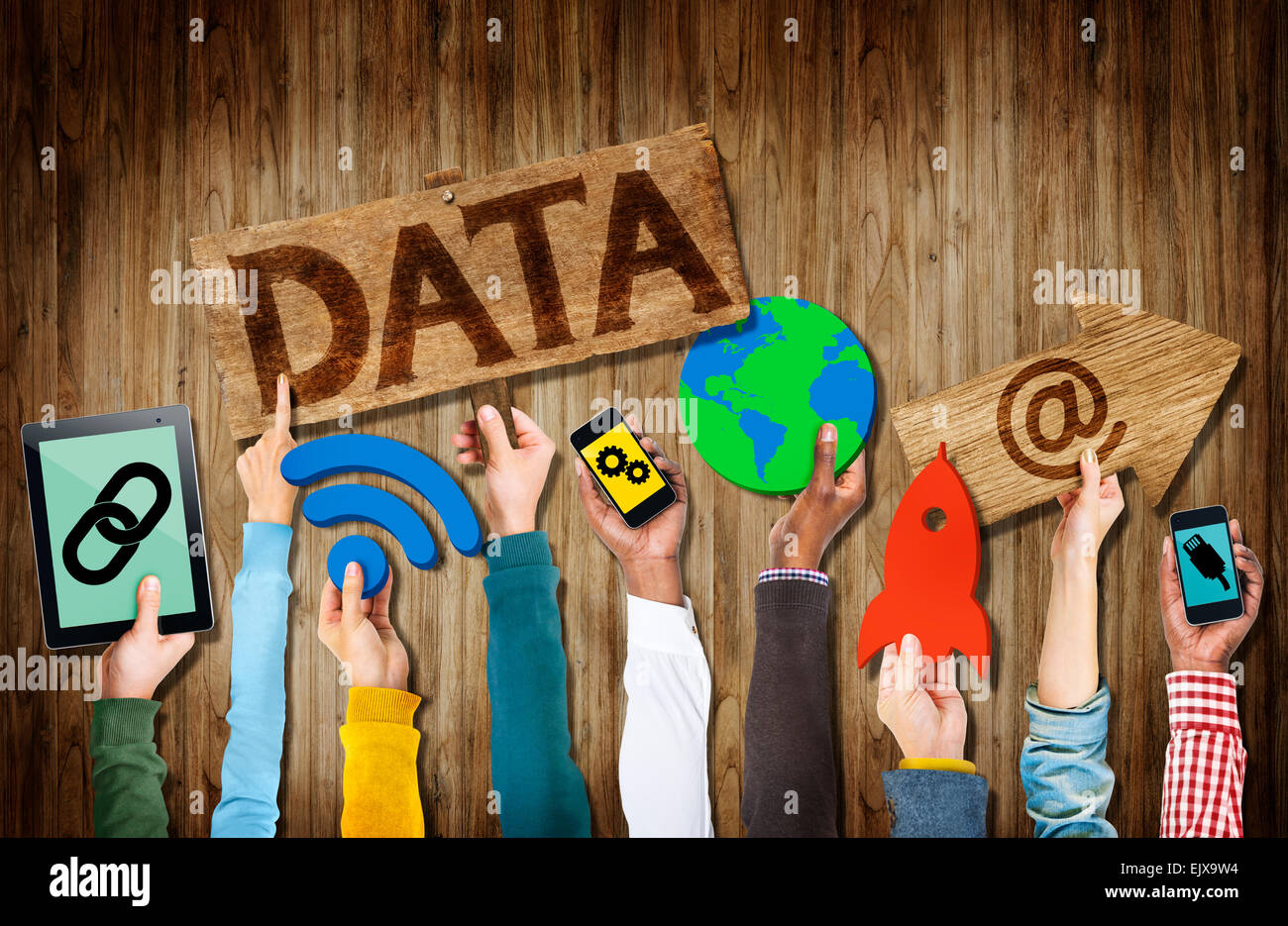 Hands Holding Symbols Data Concept Stock Photo - Alamy