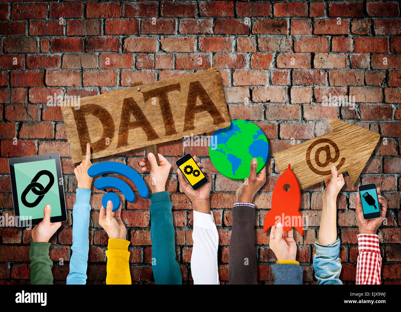 Hands Holding Symbols Data Concept Stock Photo - Alamy