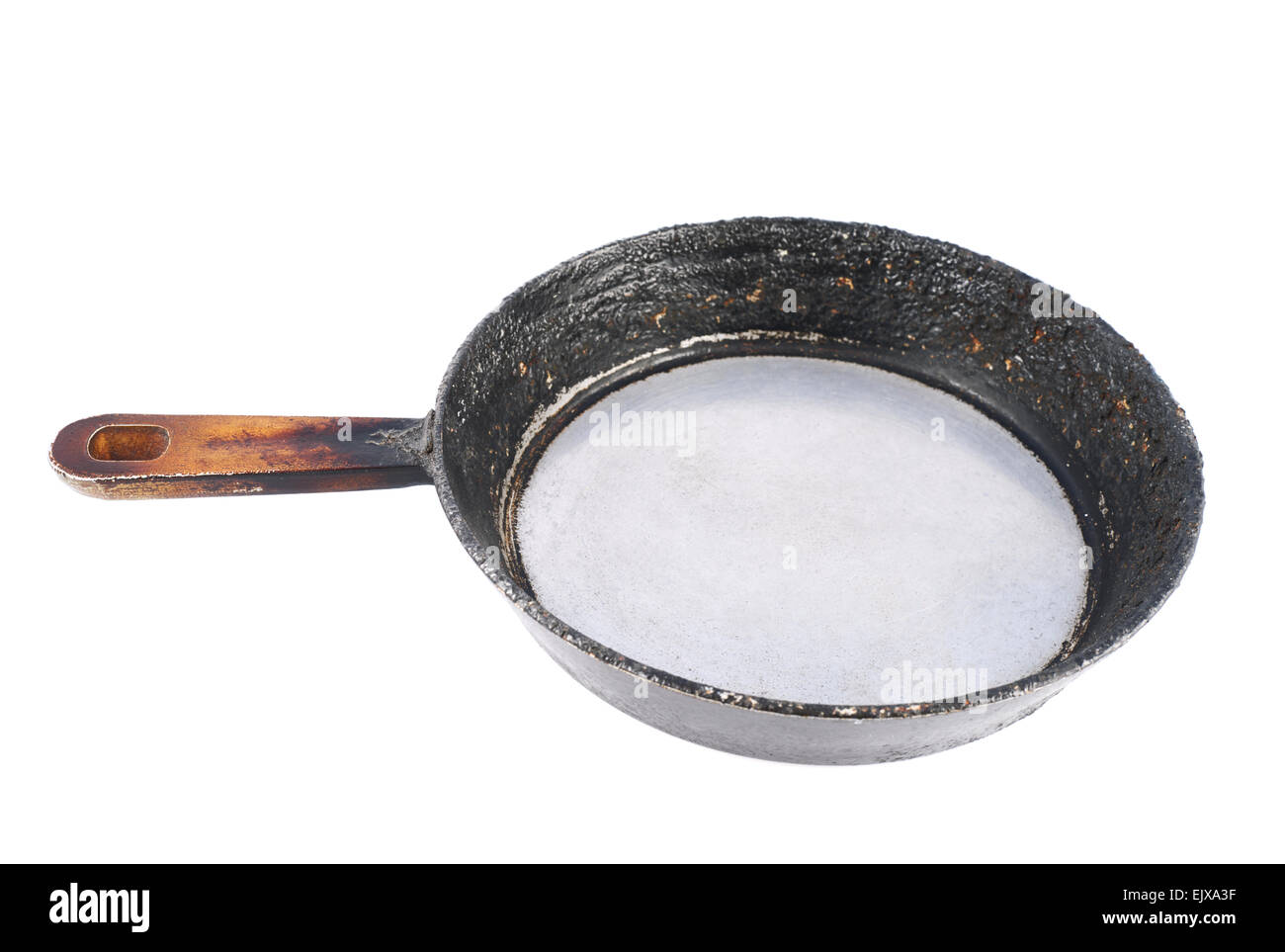 Old burnt pan isolated Stock Photo - Alamy