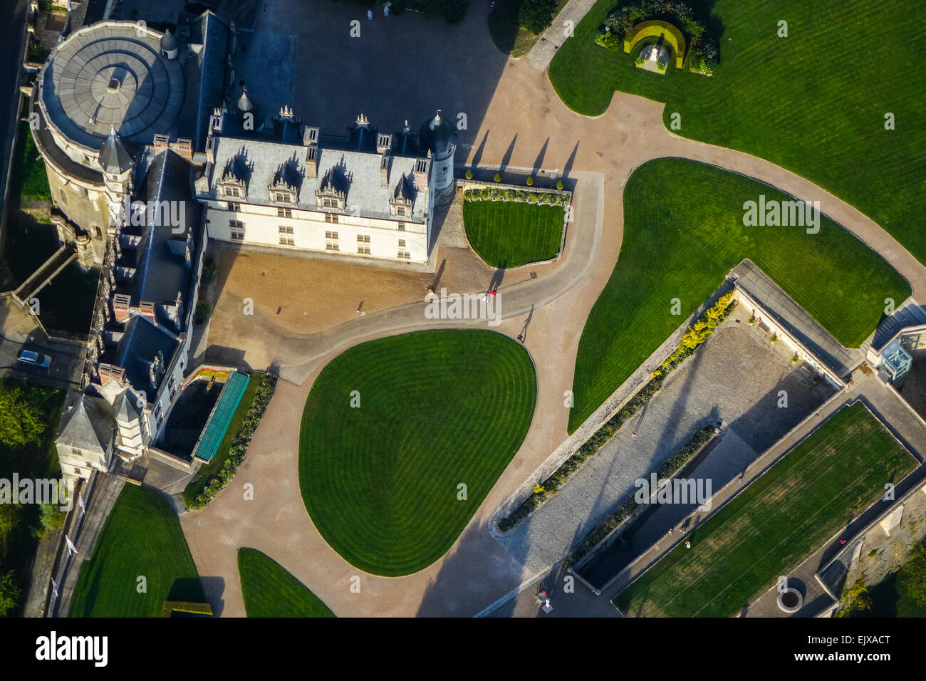 Royal Chateau Amboise from directly above, close aerial view Stock ...