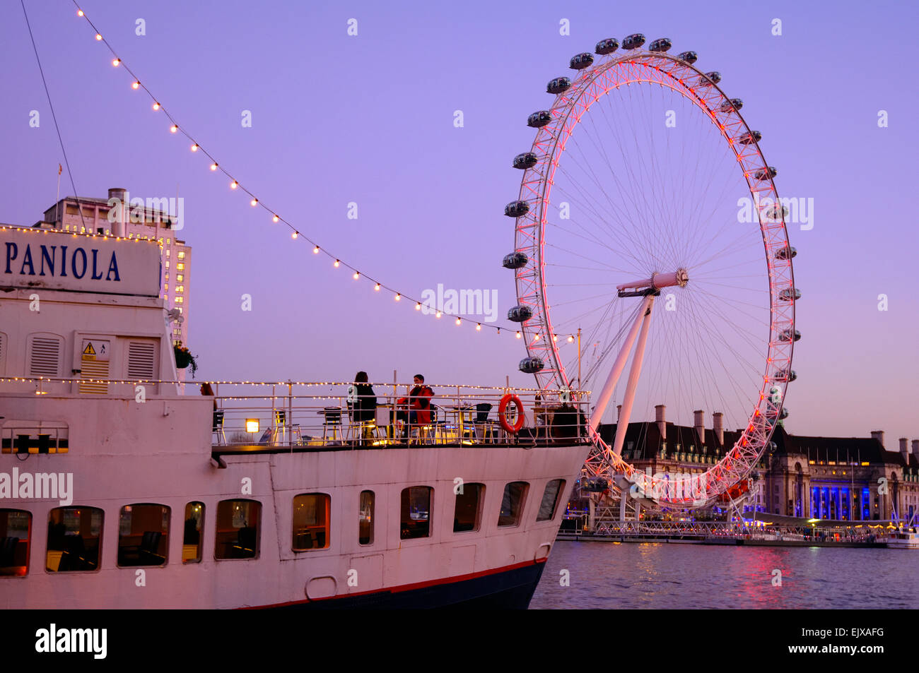 The London Eye ferris wheel on the Thames river, London, United Kingdom ...