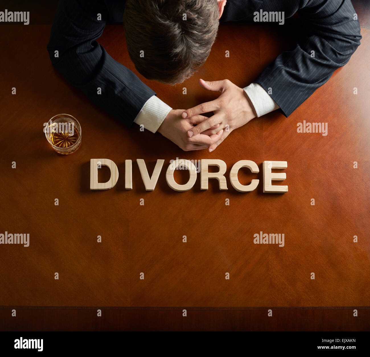 Word Divorce and devastated man composition Stock Photo - Alamy