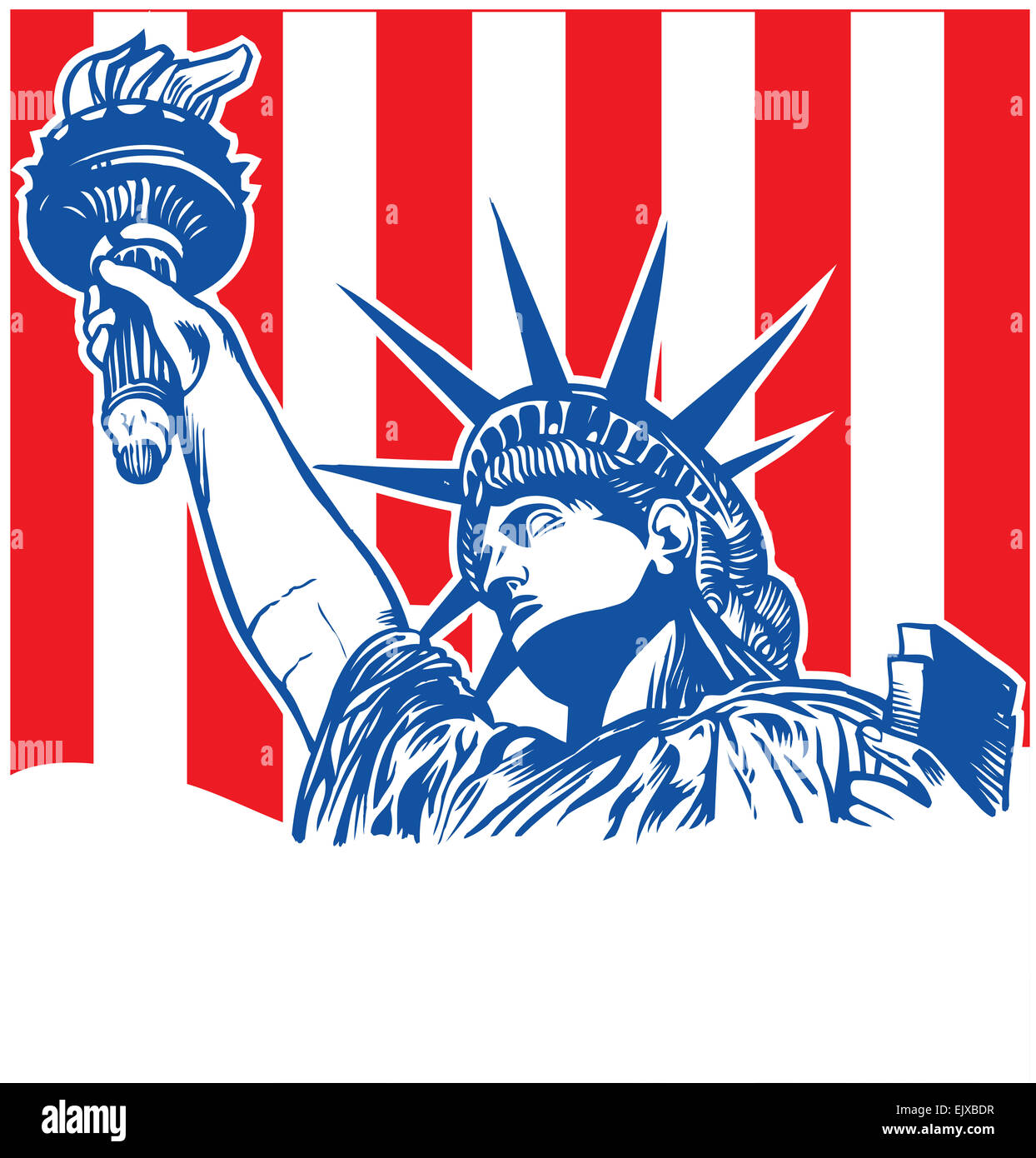 statue of liberty with torch on flag background Stock Photo - Alamy
