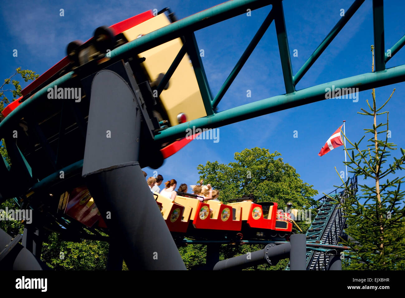 The modern roller coaster in Bakken amusement park Stock Photo - Alamy