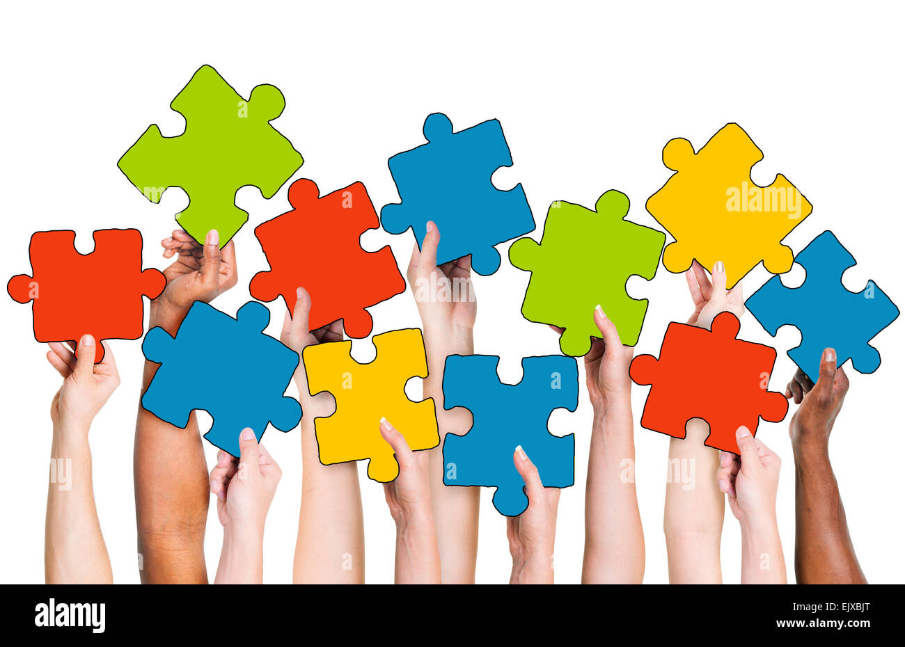 Human Hand Holding Colorful Jigsaw Puzzle Pieces Stock Photo - Alamy