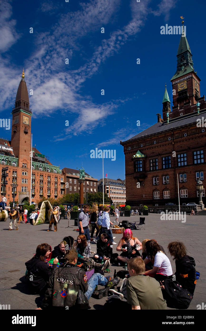 Copenhagen town hall square Stock Photo - Alamy