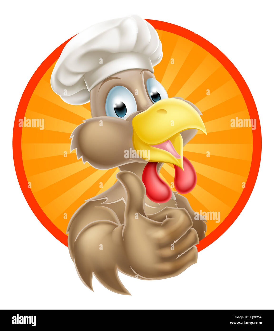 A cartoon chicken mascot wearing a chef hat and giving a thumbs up ...
