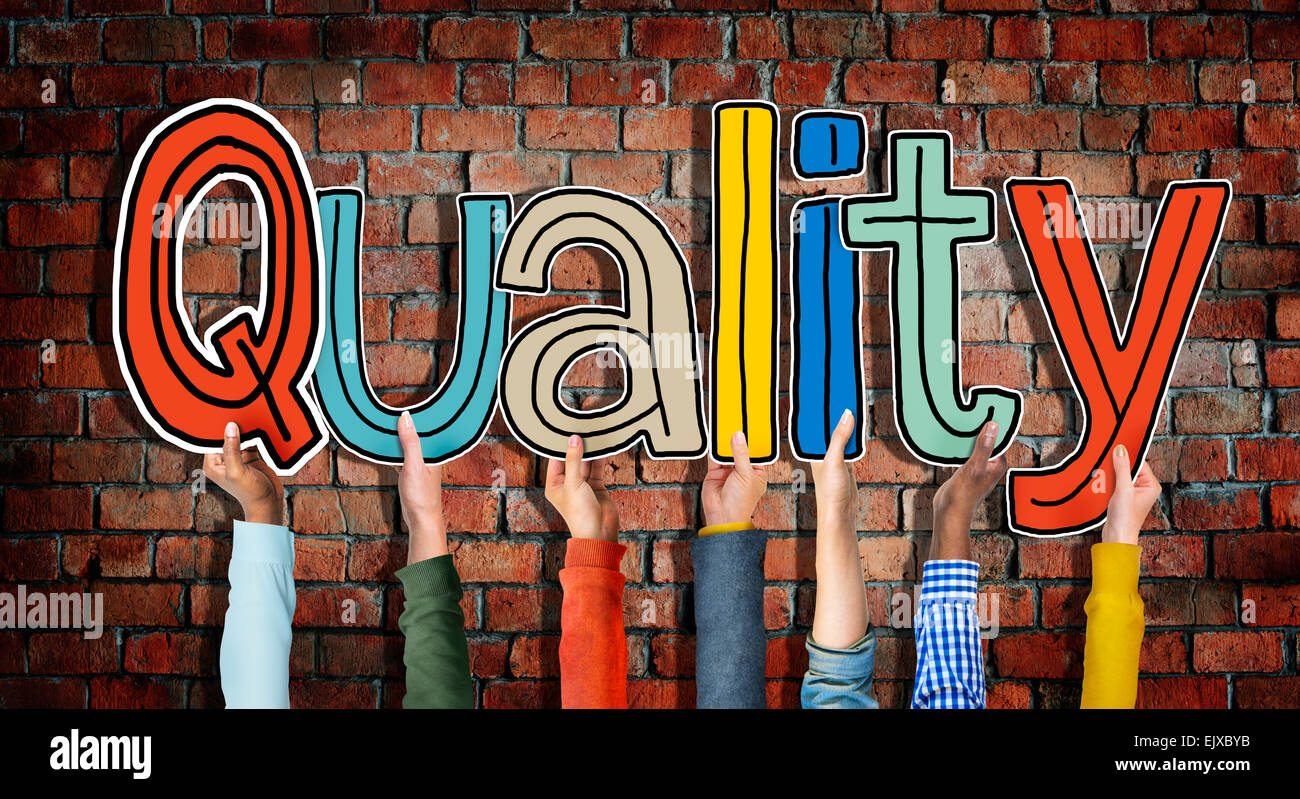 Multi ethnic Group of Hands Holding Word Quality Stock Photo - Alamy Multi ethnic Group of Hands Holding Word Quality Stock Photo - Alamy