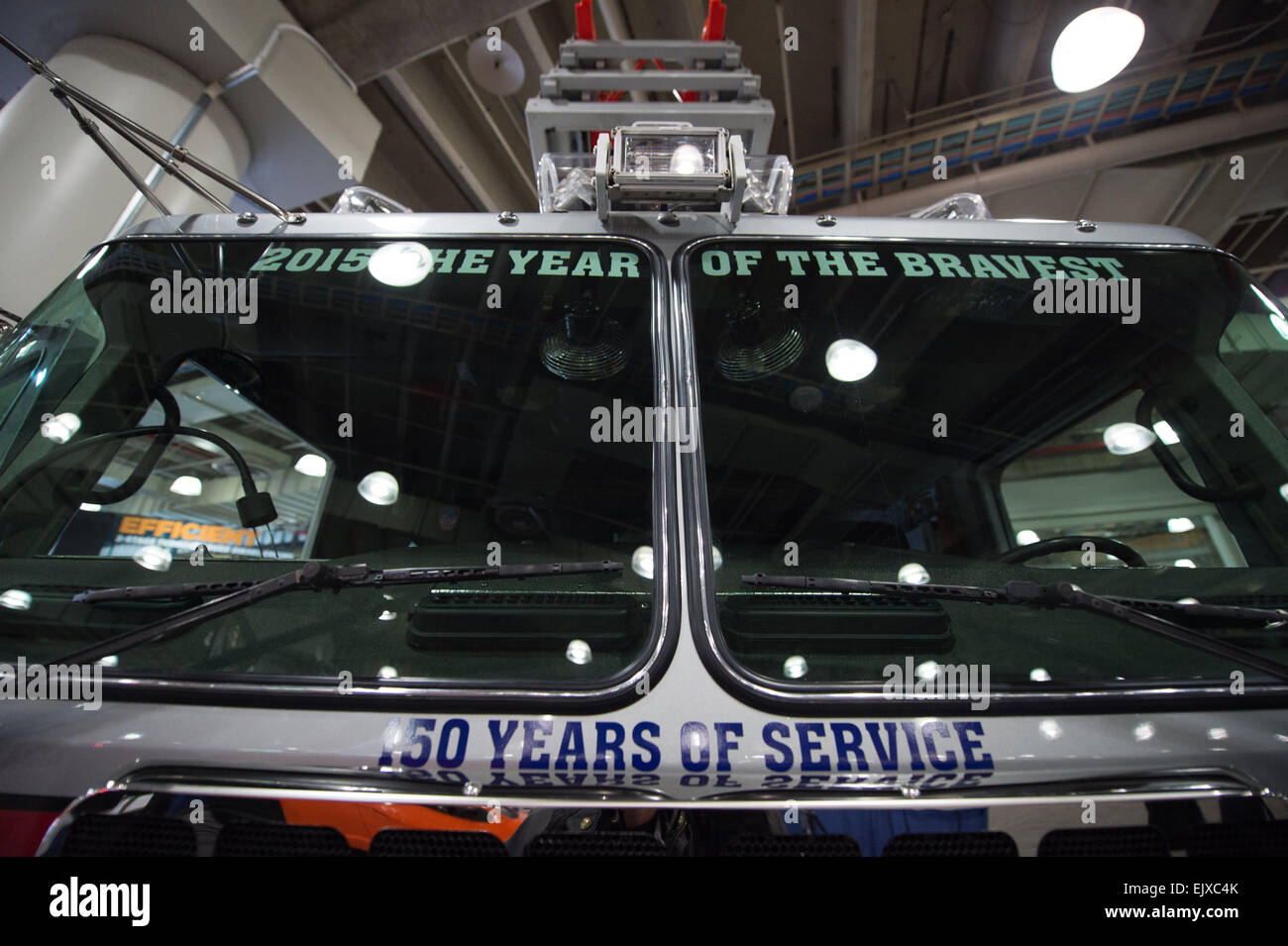 Manhattan, New York, USA. 1st Apr, 2015. FDNY 150th Anniversary aerial ...