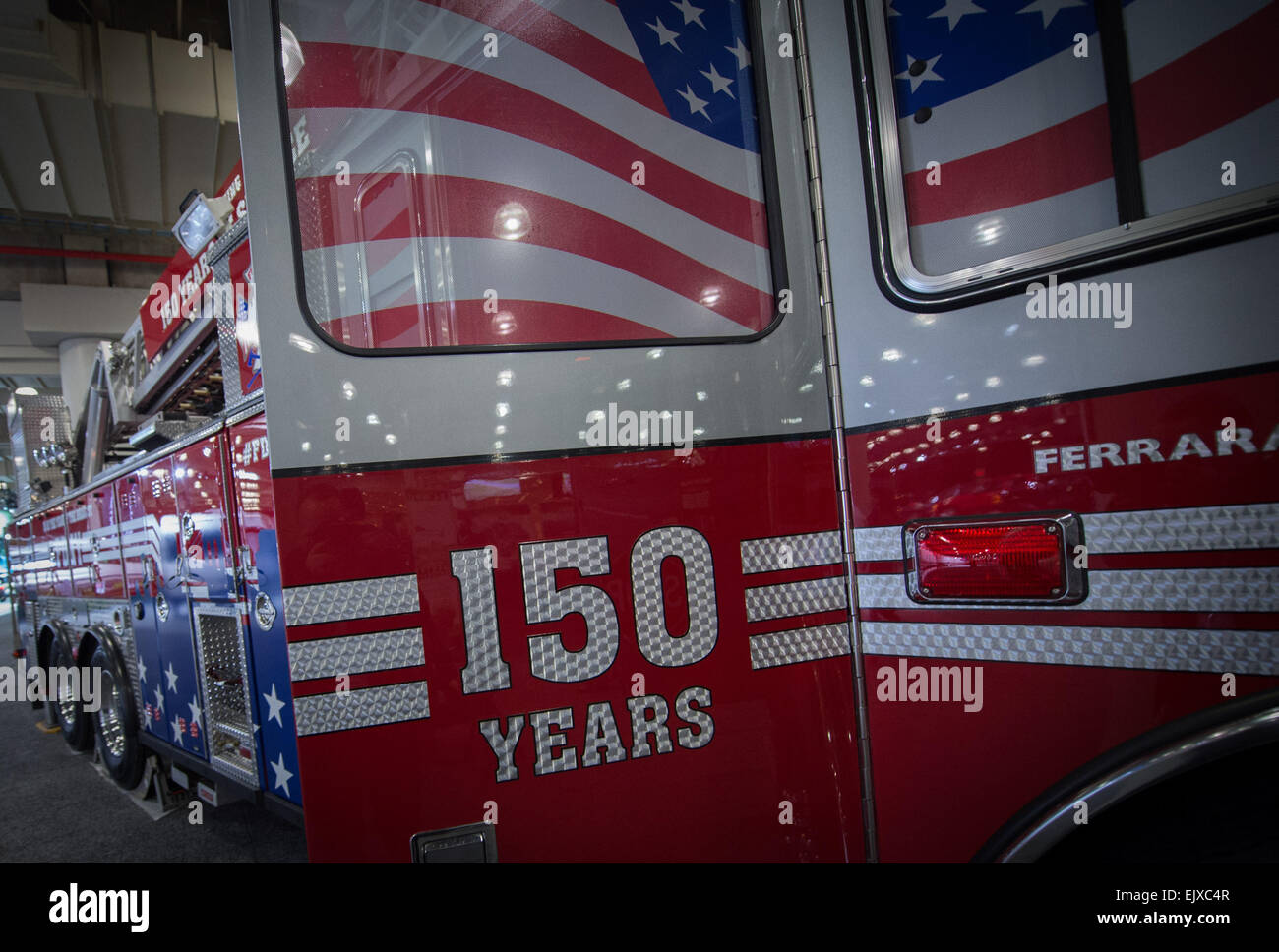 Manhattan, New York, USA. 1st Apr, 2015. FDNY 150th Anniversary aerial ...