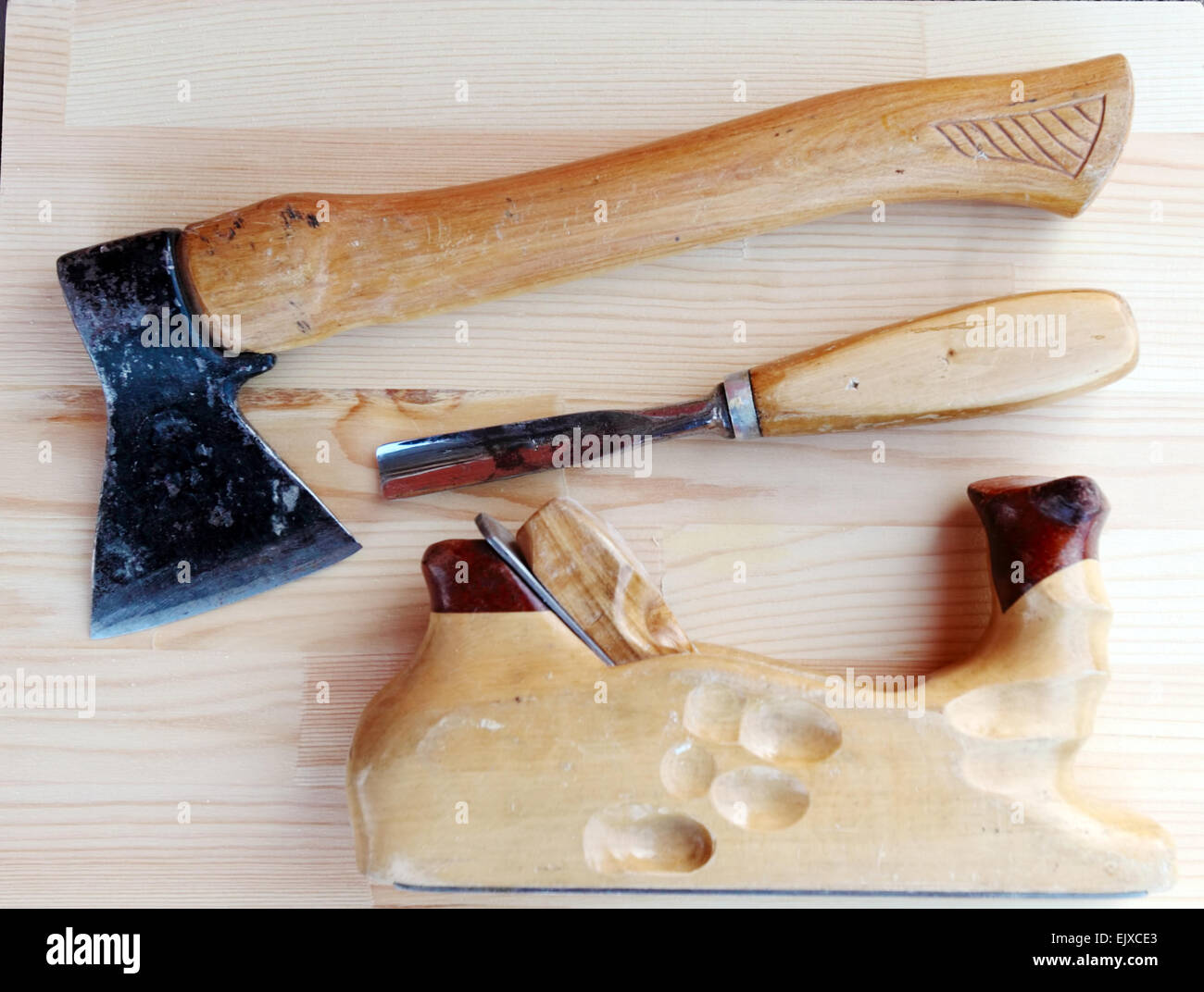 Carpenter Tools Axe Plane and Chisel for Woodworking Stock Photo - Alamy