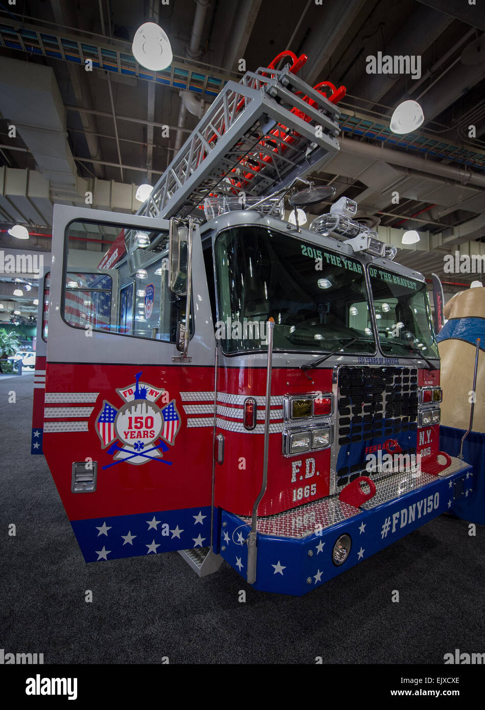 Manhattan, New York, USA. 1st Apr, 2015. FDNY 150th Anniversary aerial ...