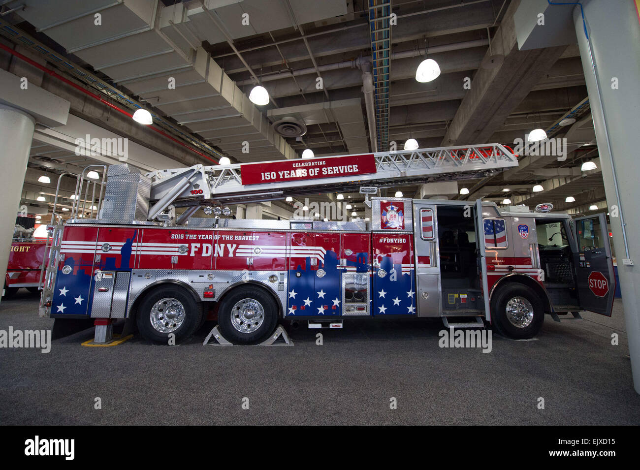 Manhattan, New York, USA. 1st Apr, 2015. FDNY 150th Anniversary aerial ...