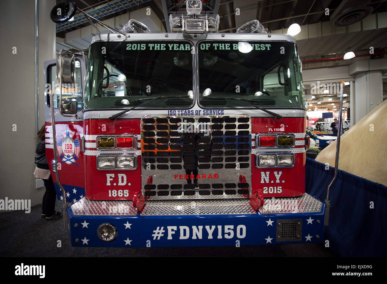 Manhattan, New York, USA. 1st Apr, 2015. FDNY 150th Anniversary aerial ...
