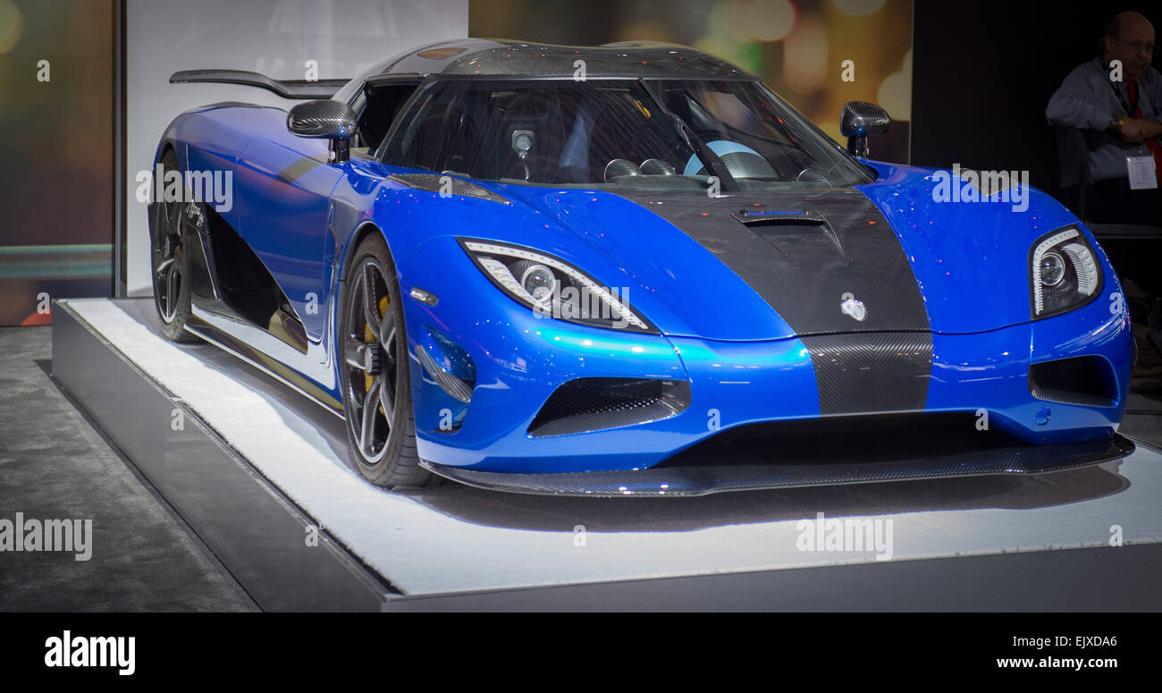 Manhattan, New York, USA. 1st Apr, 2015. The Koenigsegg on display at ...
