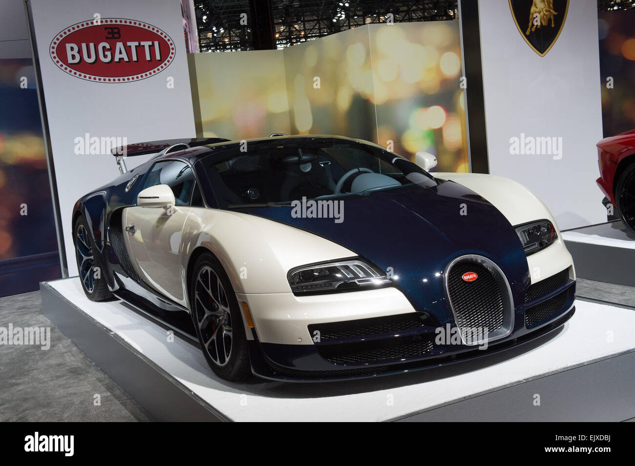 Manhattan, New York, USA. 1st Apr, 2015. Bugatti Veyron on display at ...
