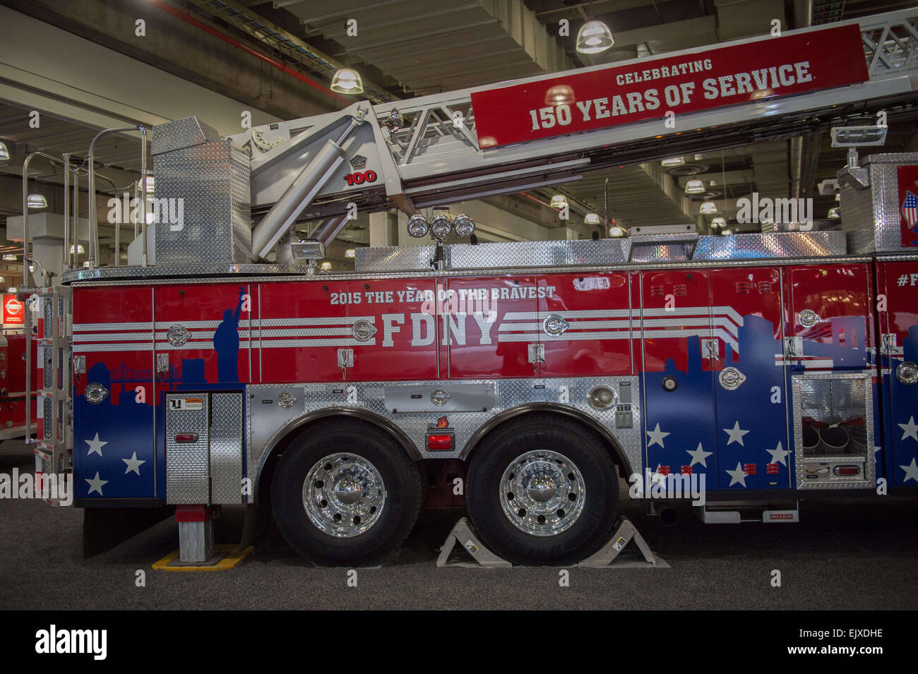 Manhattan, New York, USA. 1st Apr, 2015. FDNY 150th Anniversary aerial ...
