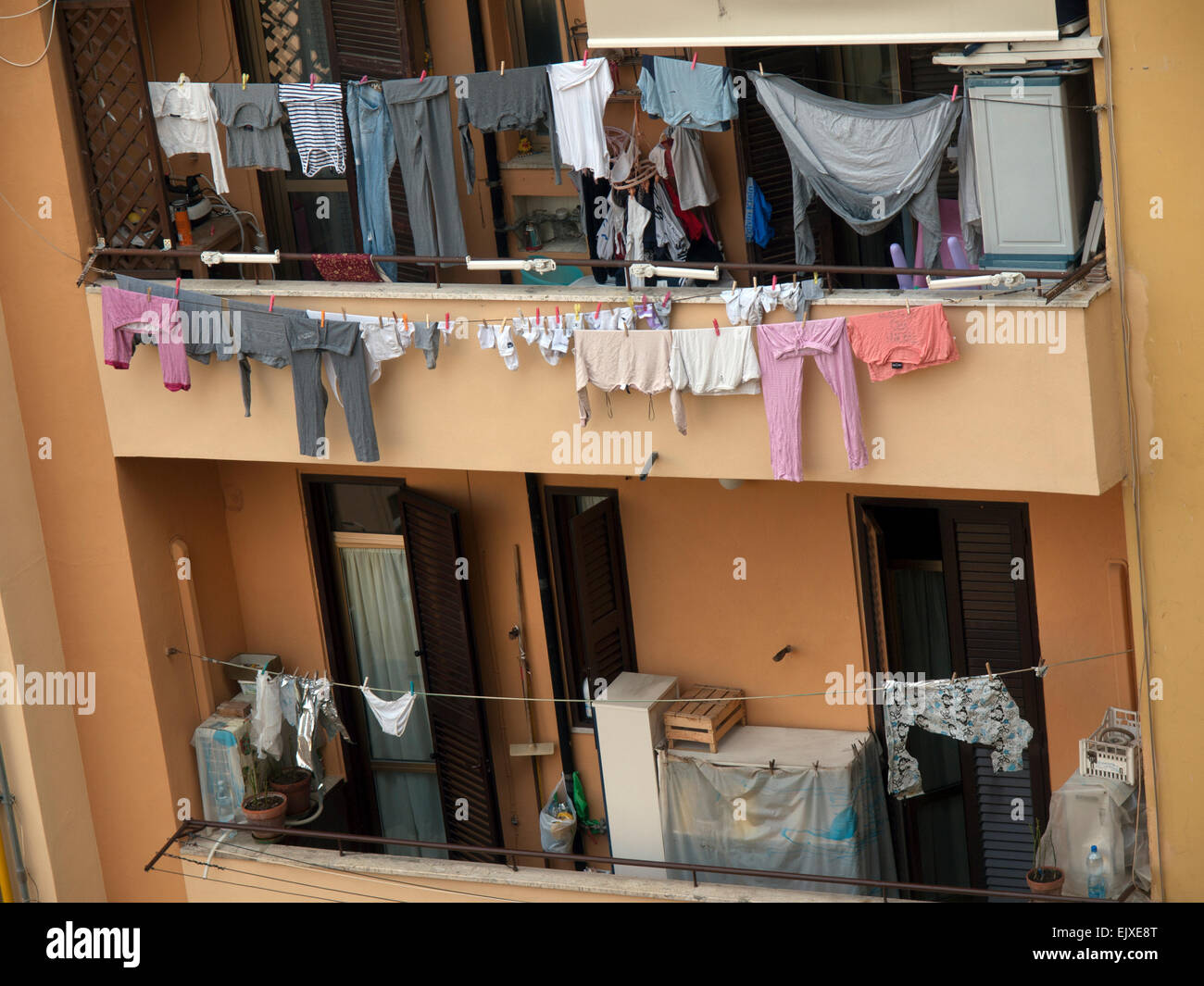 Washing drying on balcony hi-res stock photography and images - Alamy