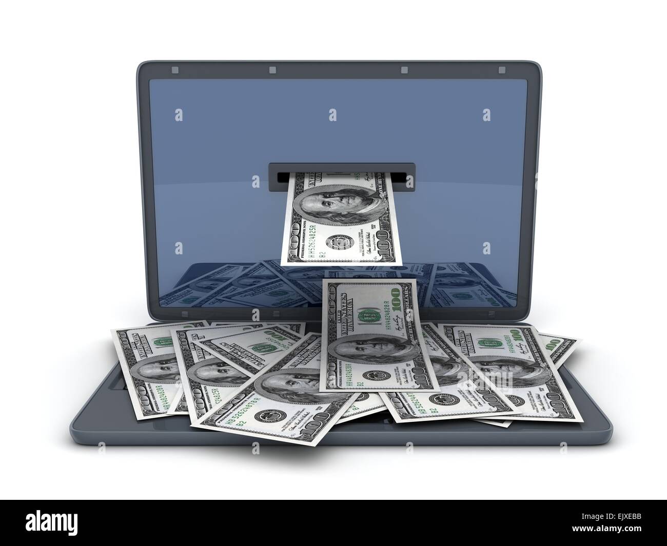 Laptop and money on white background (done in 3d Stock Photo - Alamy
