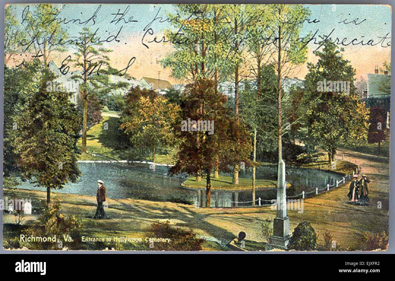 This postcard image shows the entrance to Hollywood Cemetery in ...