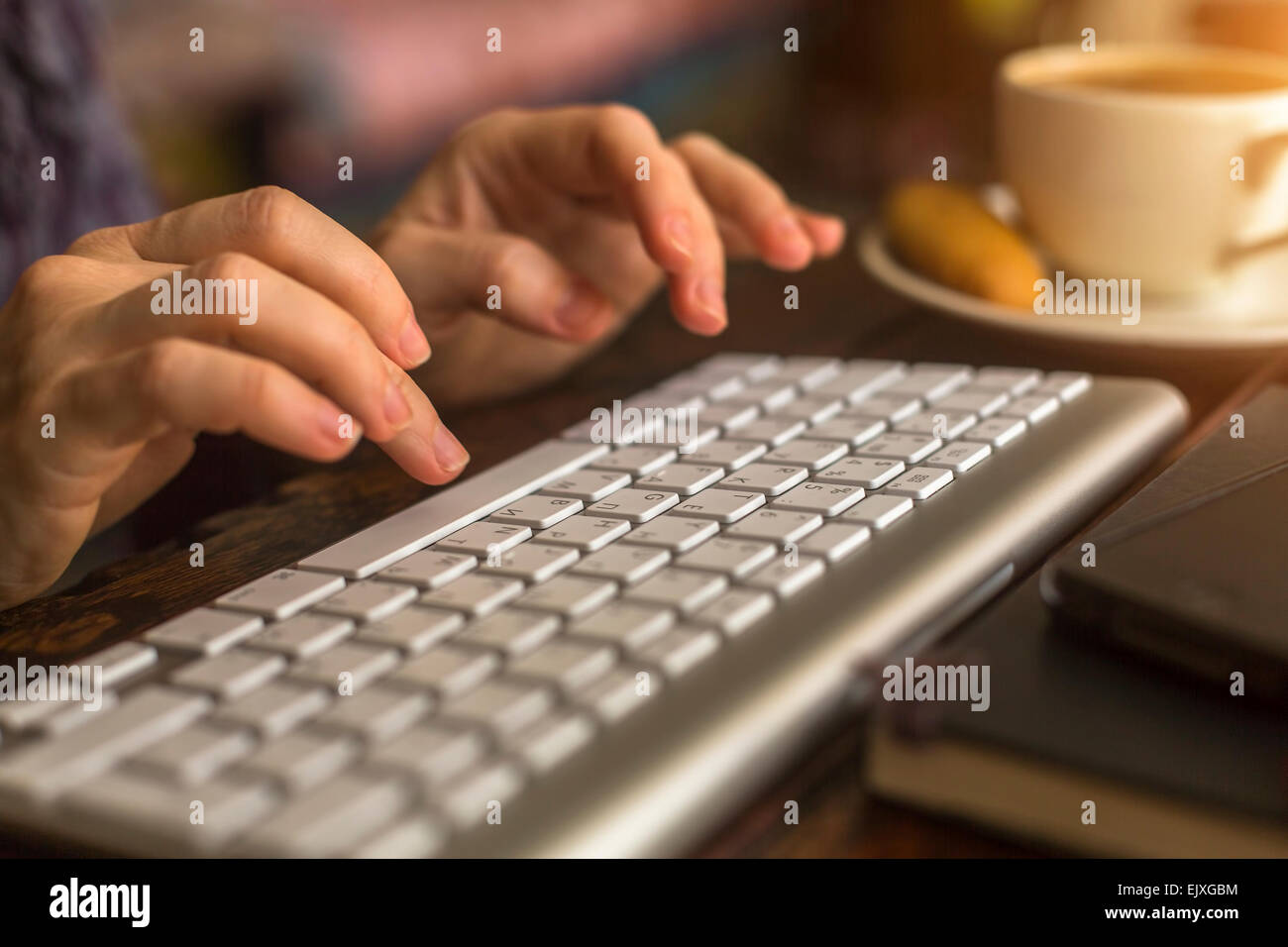Female typing on the computer keyboard Stock Photo - Alamy