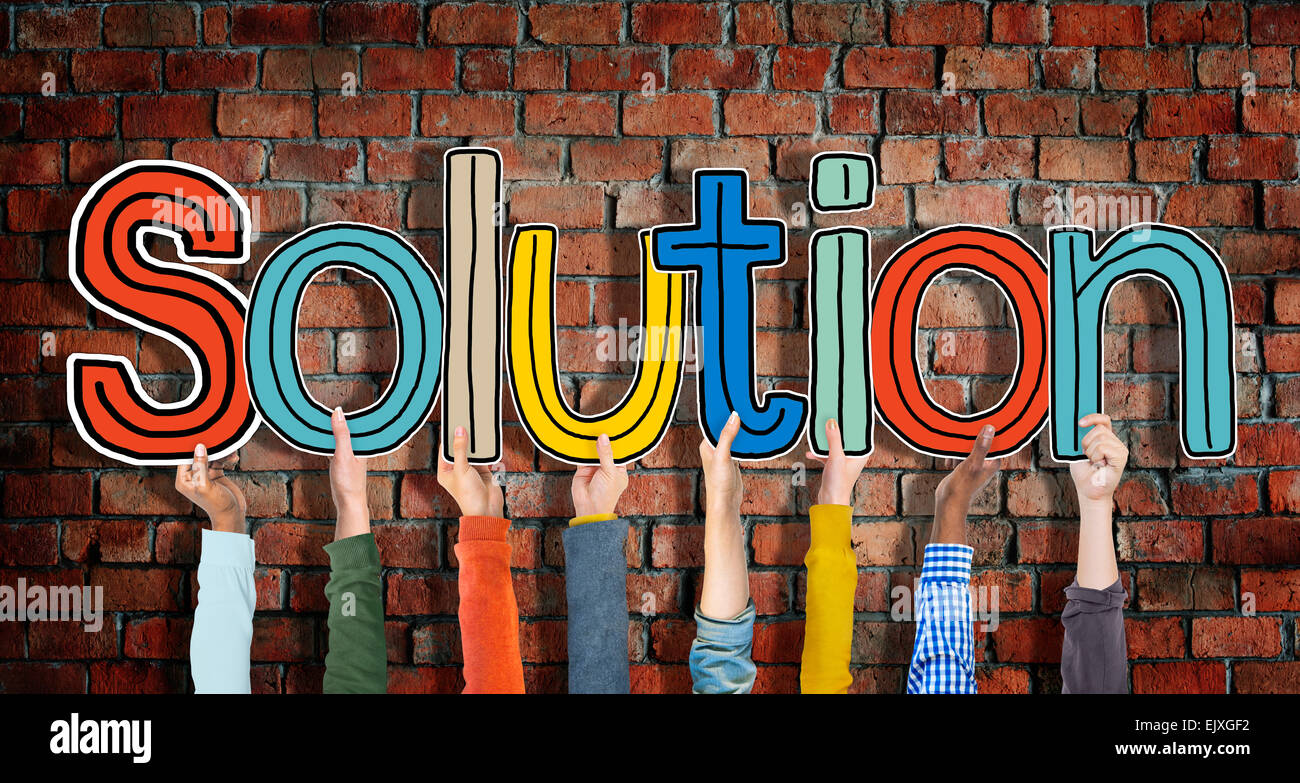 Group of Hands Holding Solution Concepts Stock Photo - Alamy