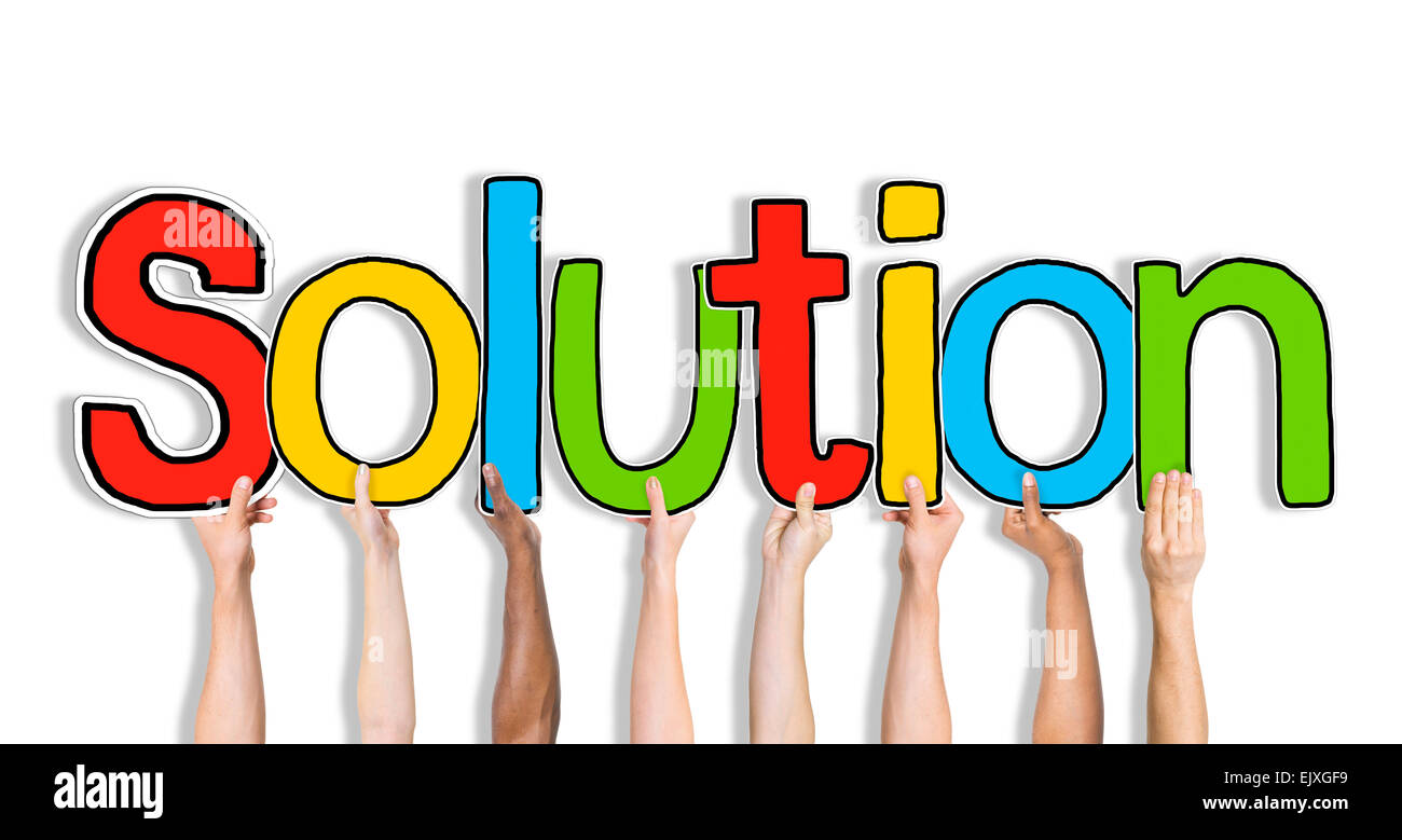 Group of Hands Holding Solution Concepts Stock Photo - Alamy