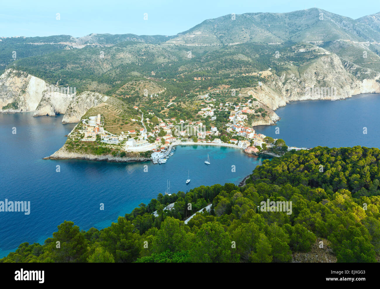 Summer sea view of Assos peninsula (Greece, Kefalonia, Ionian Sea Stock ...