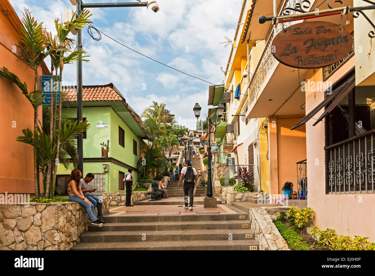 South America, Ecuador, Guayas Province, Guayaquil, Las Penas, stairway ...