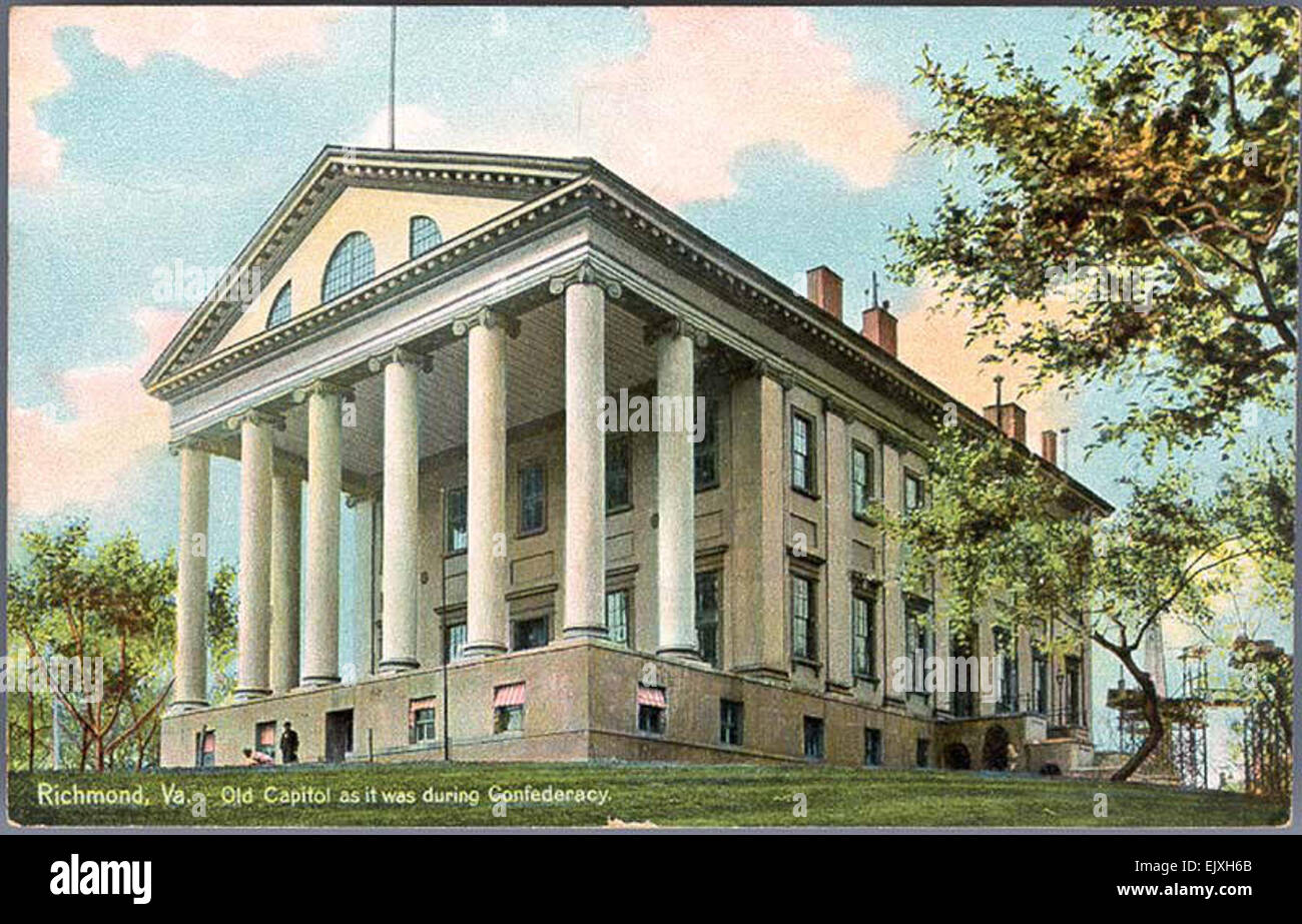 A historical postcard showing the Old Capitol in Richmond, Virginia ...