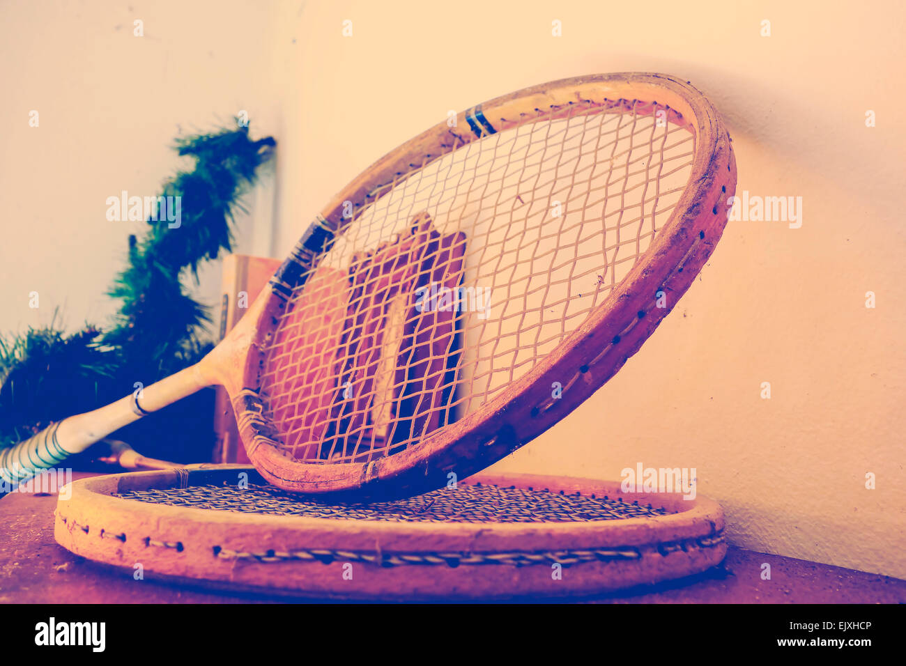 Old tennis rackets Stock Photo - Alamy