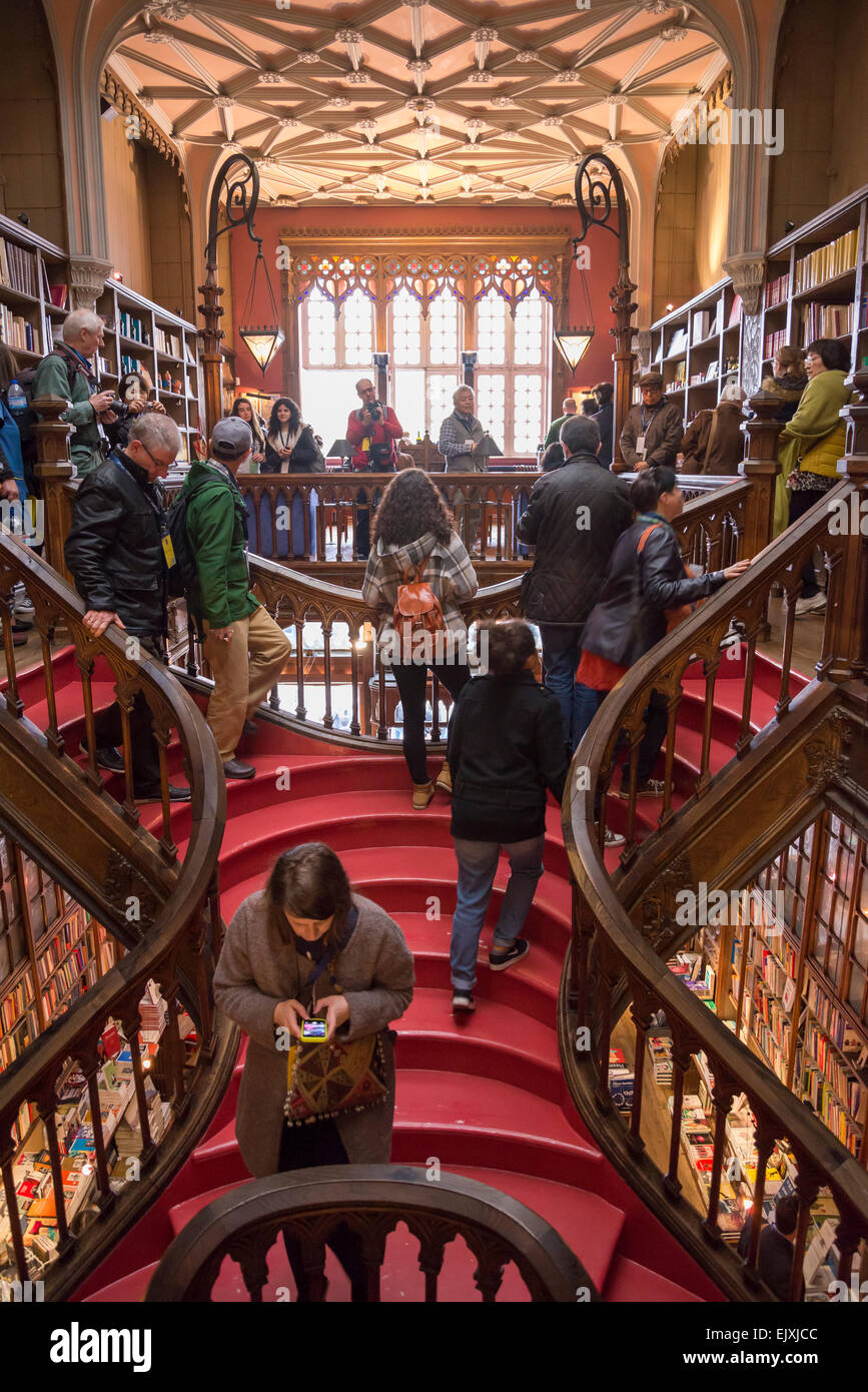 Tourists inside the lello library,Along with Bertrand in Lisbon, it is ...