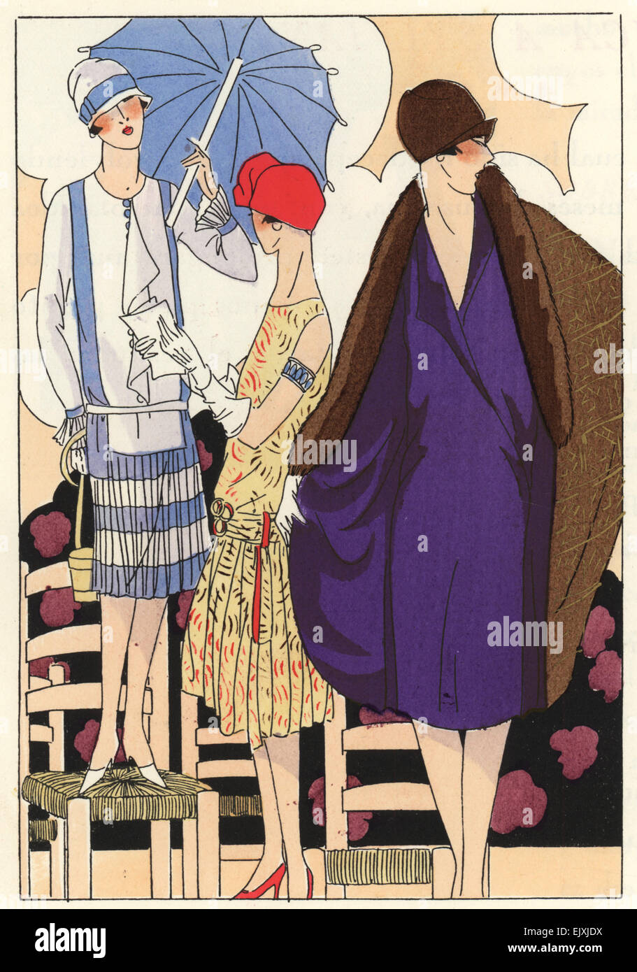 Women in afternoon dresses at a horse race with parasols, 1926 Stock ...