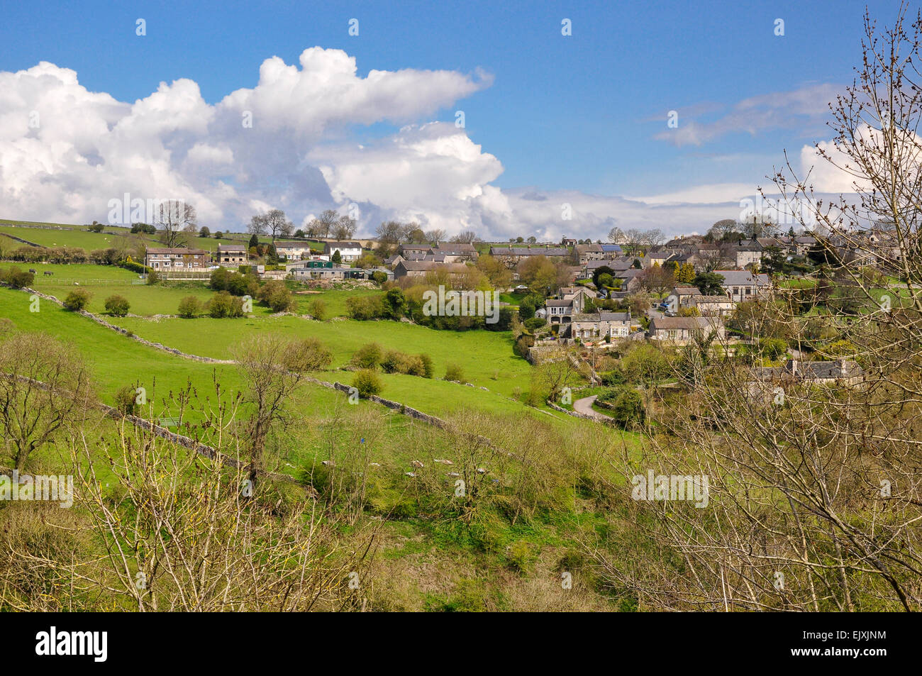 The village of Over Haddon near Bakewell in the Peak District ...