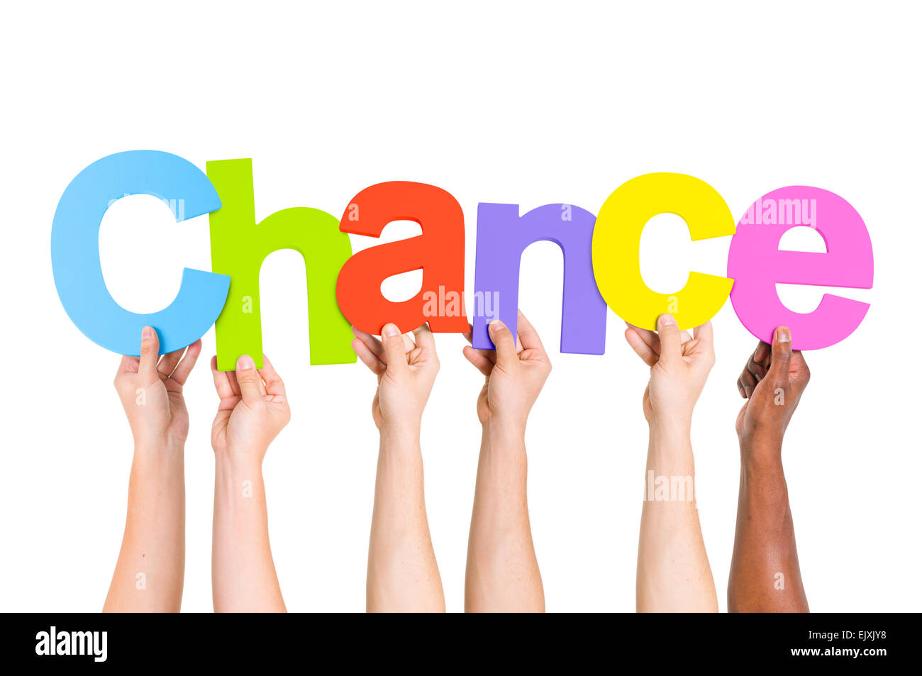 Multi Ethnic People Holding The Word Chance Stock Photo - Alamy