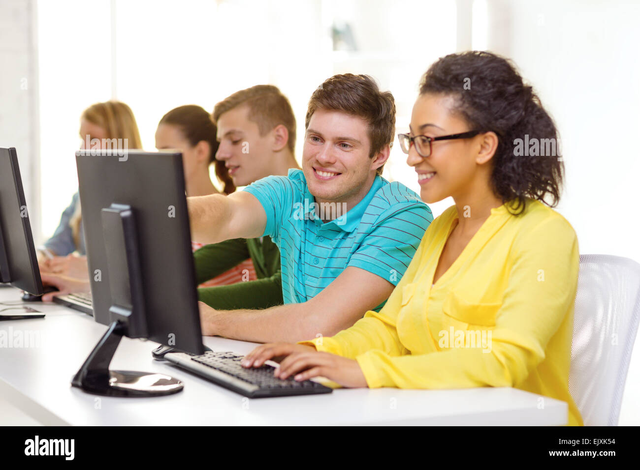 Male students studying computer hi-res stock photography and images - Alamy