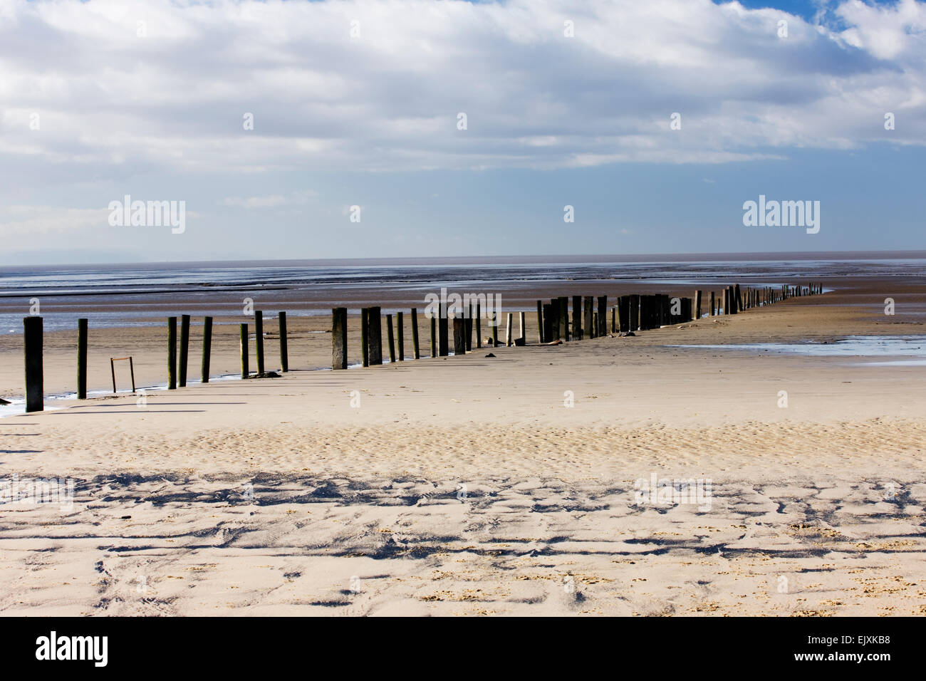 Pillars on Berrow Beach, Somerset Stock Photo - Alamy
