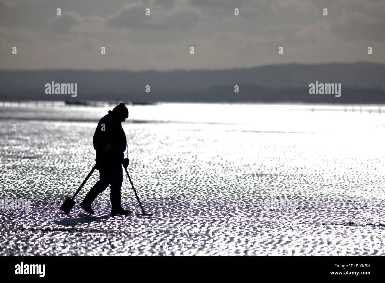 Beach comber at Berrow Stock Photo - Alamy