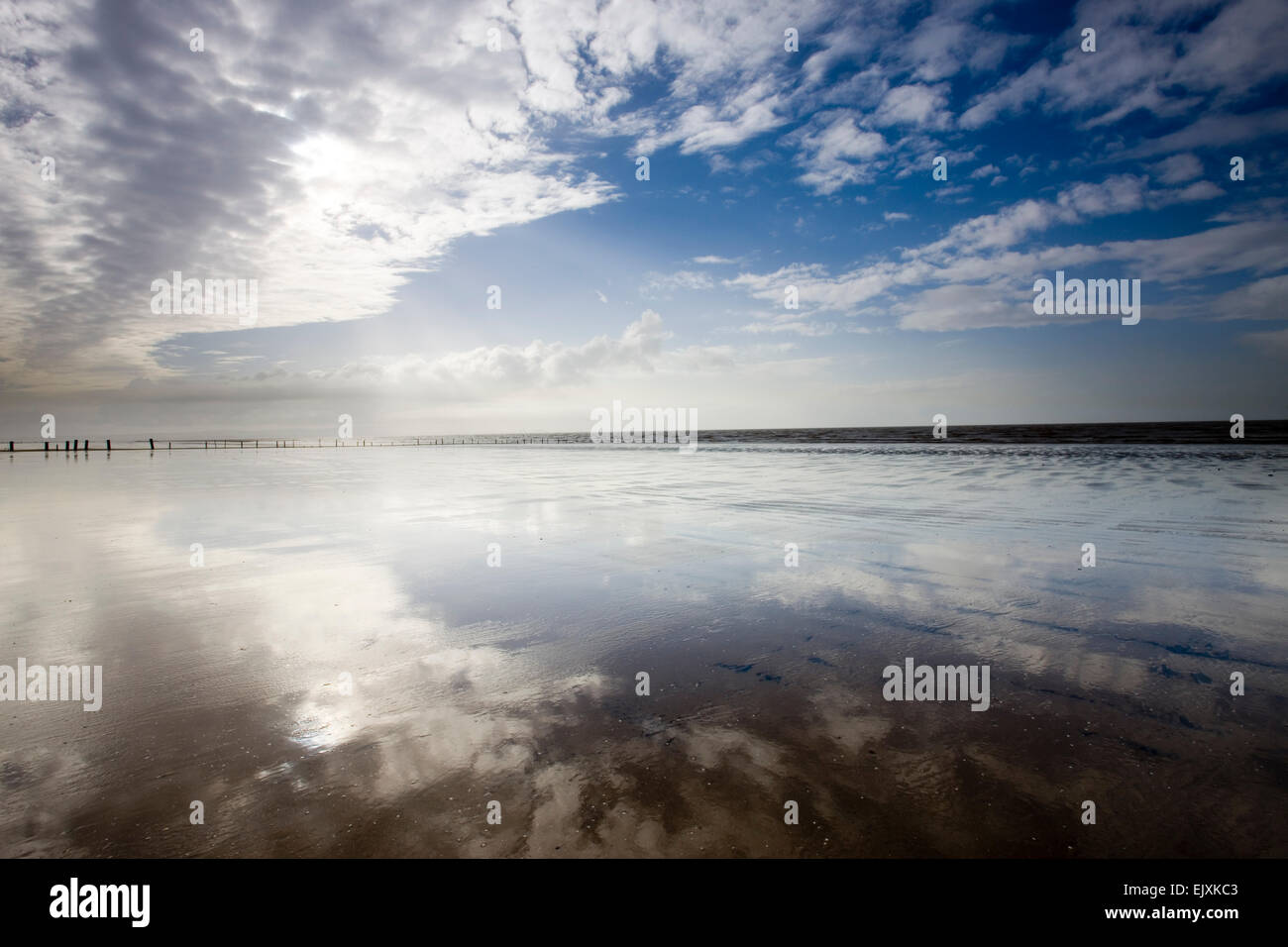 Low tide on Berrow Beach, UK Stock Photo - Alamy