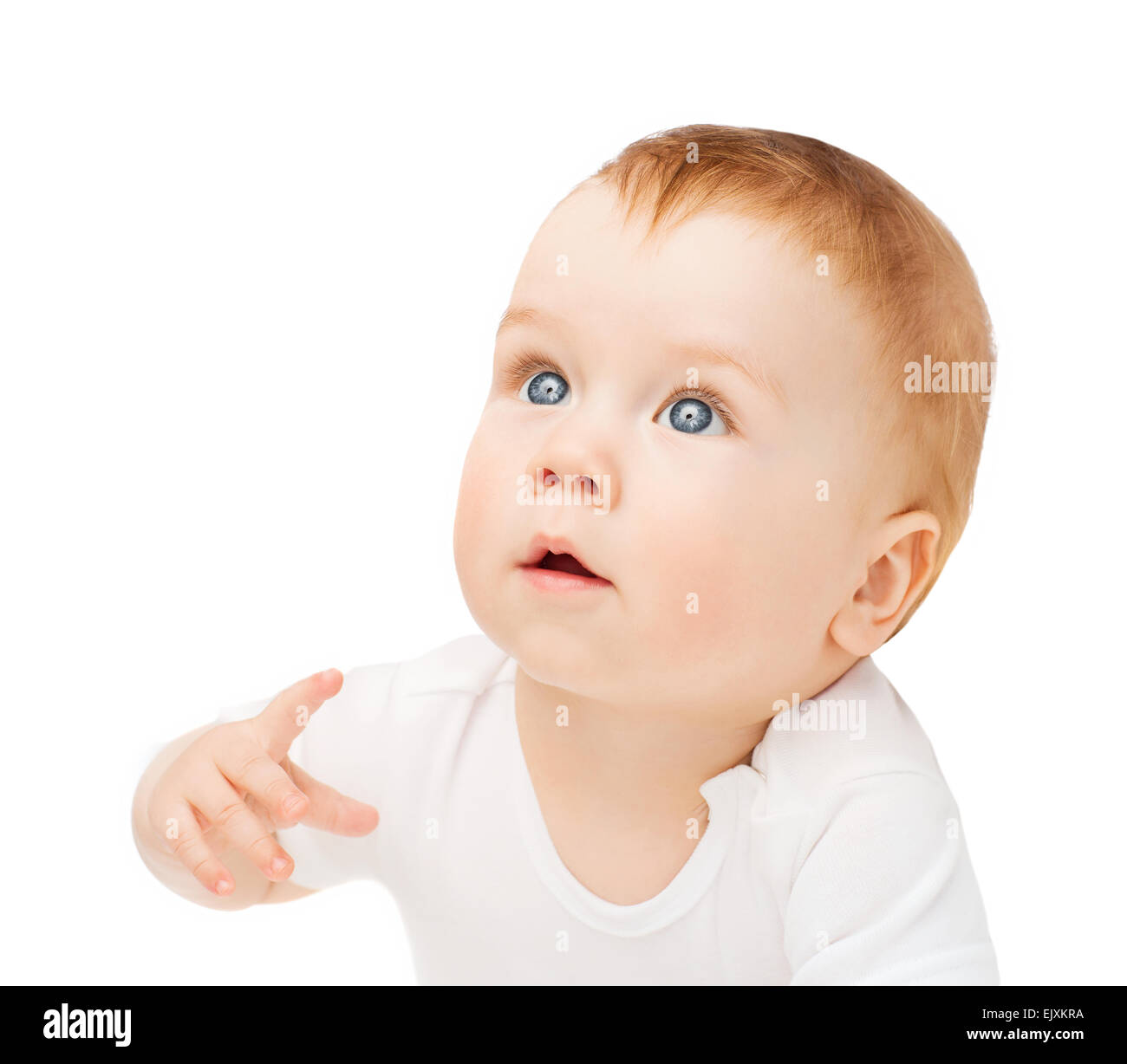 curious baby lying on floor and looking up Stock Photo - Alamy