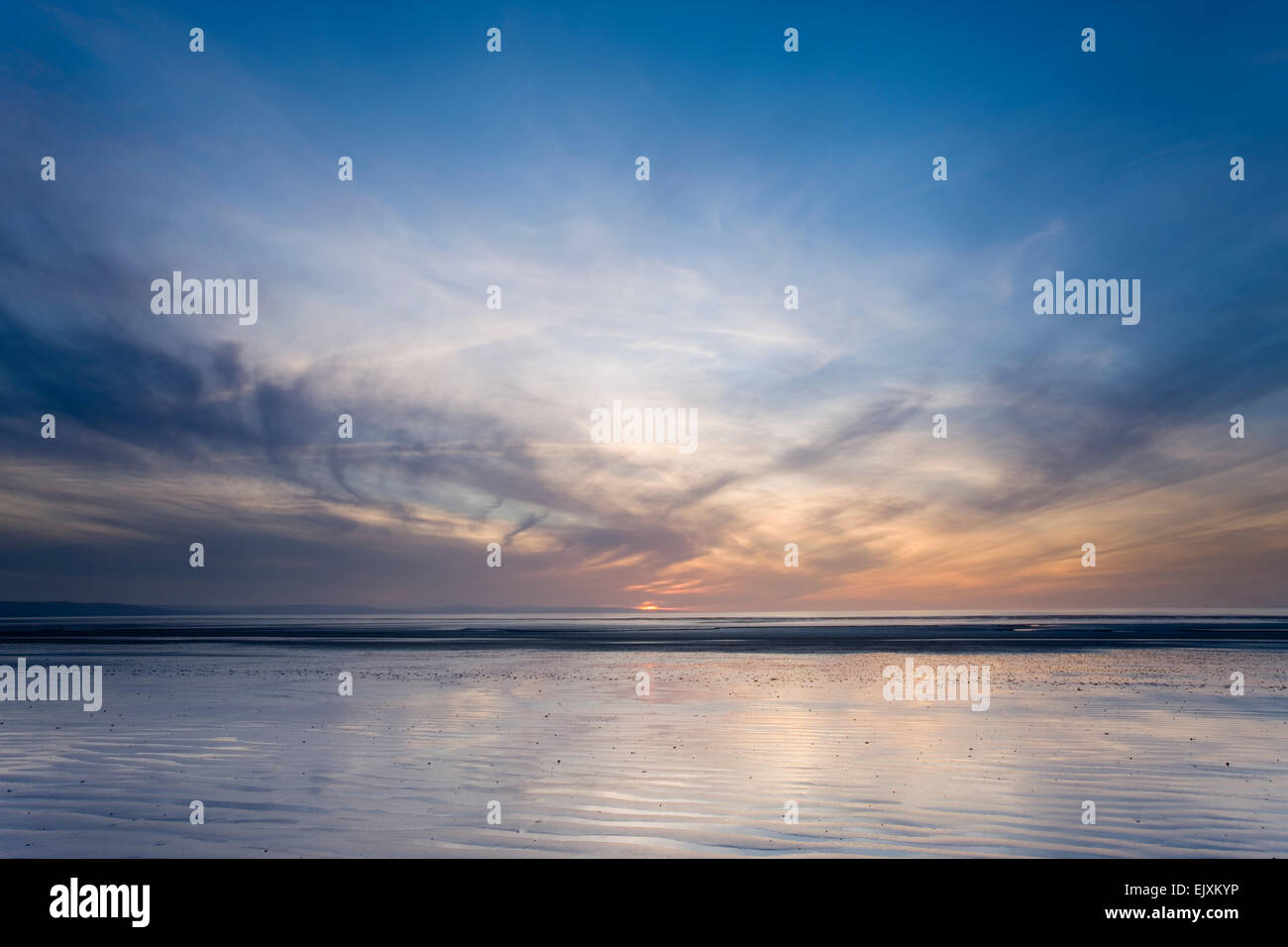 Sunset on Berrow Beach Stock Photo - Alamy