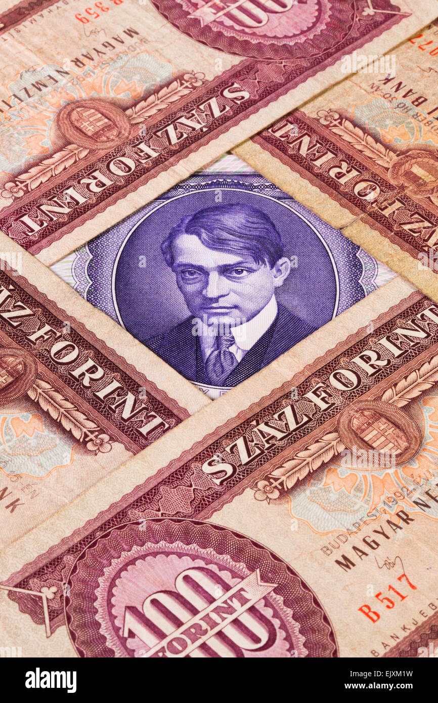 Different Hungarian banknotes from on the table Stock Photo - Alamy