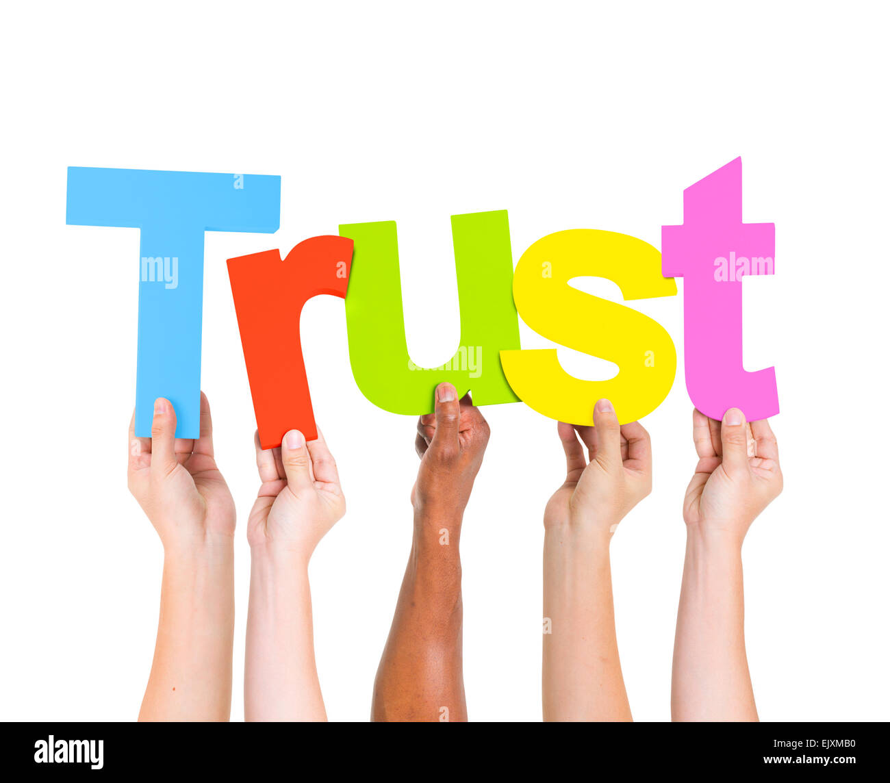 Diverse People Holding Single Word Trust Stock Photo - Alamy