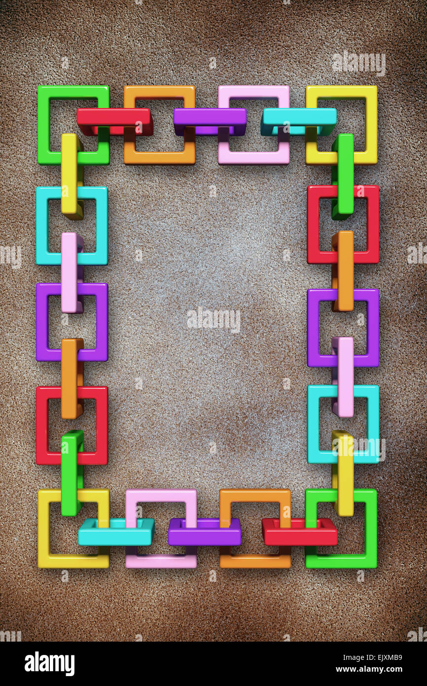 3d rendering of a colored abstract chain on an old background Stock ...