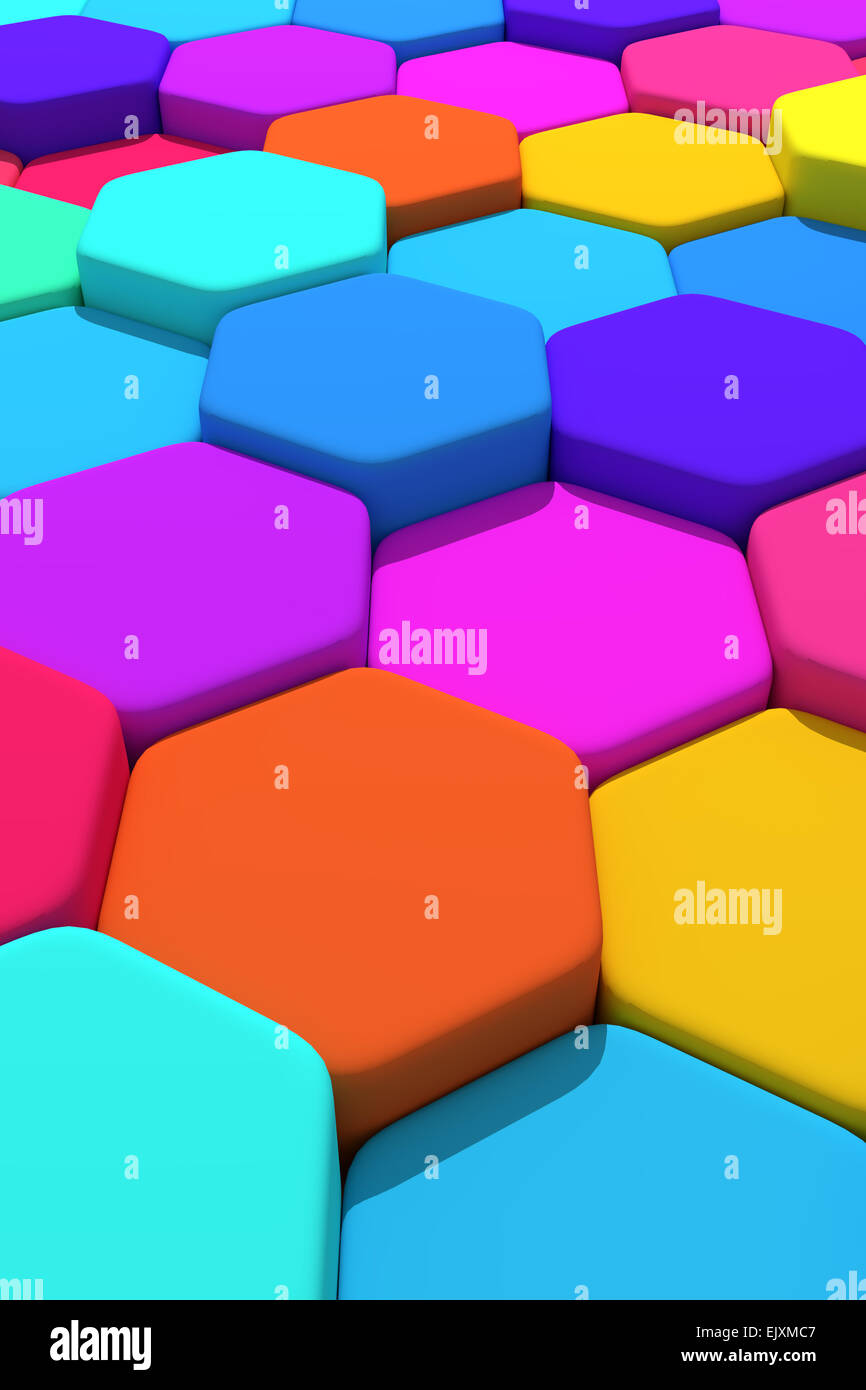 3d rendering of some colored hexagons Stock Photo - Alamy